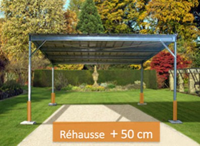 ABRI METAL 3m x 5m REHAUSSÉ : Une pente, ossature et couverture galva