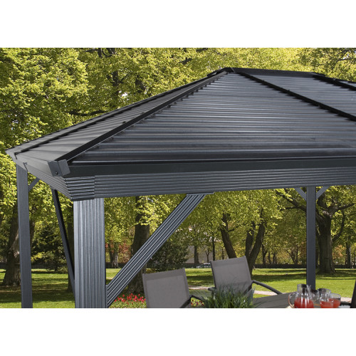 Tonnelle de jardin toit rigide acier 3x4m