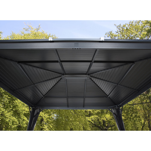 Tonnelle de jardin toit rigide acier 3x4m