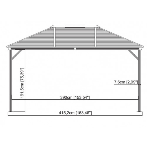 Tonnelle de jardin toit rigide acier 3x4m