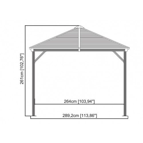 Tonnelle de jardin toit rigide acier 3x4m