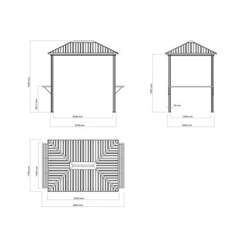 Abri Barbecue Aluminium, Toit Pagode - 4.33 m2
